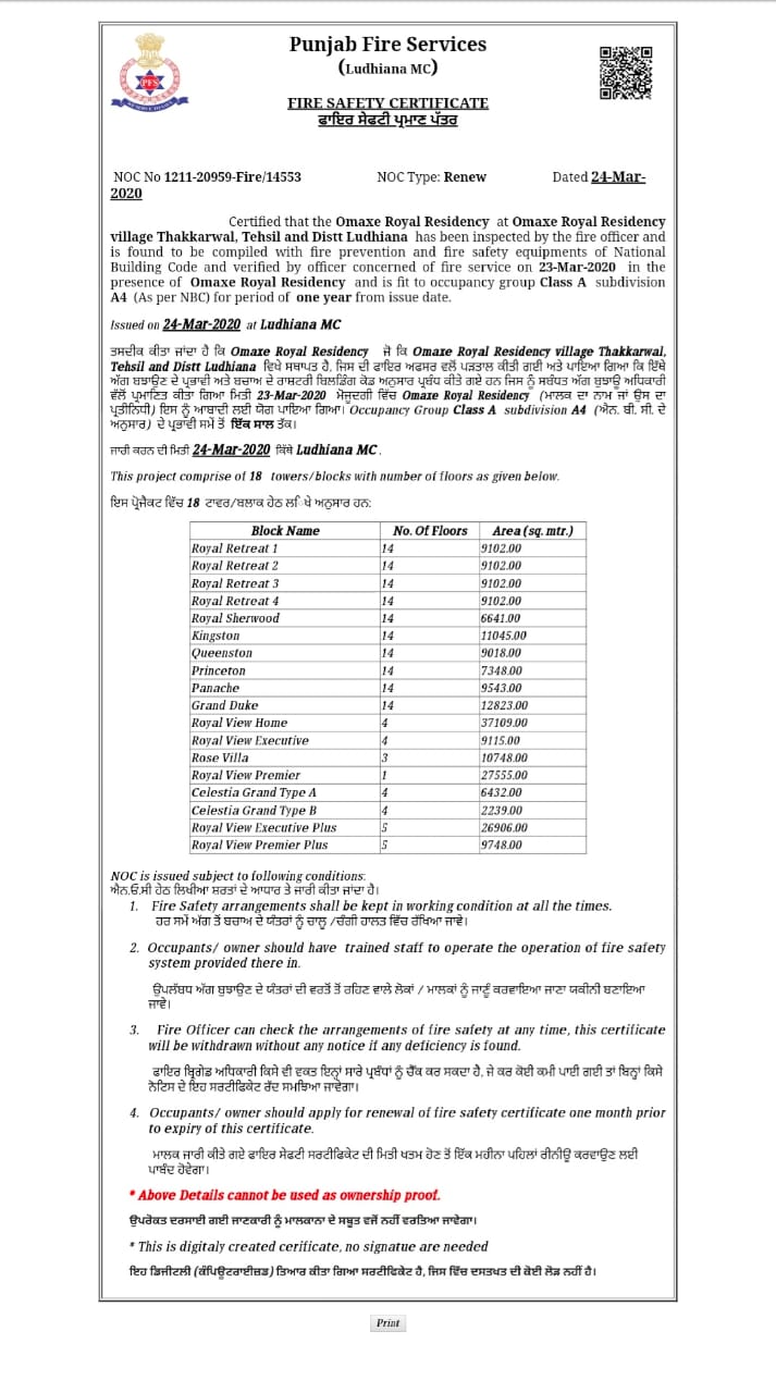 NOC from Fire Department/ Chief Fire Officer Approvals (Received) 24 ...